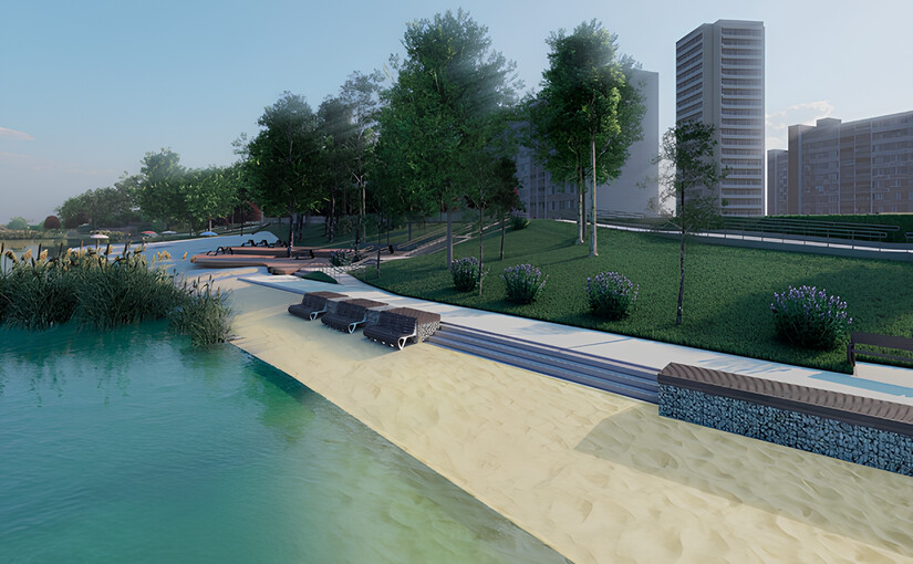 У Києві презентували проєкт парку біля озера Йорданське спортмайданчик